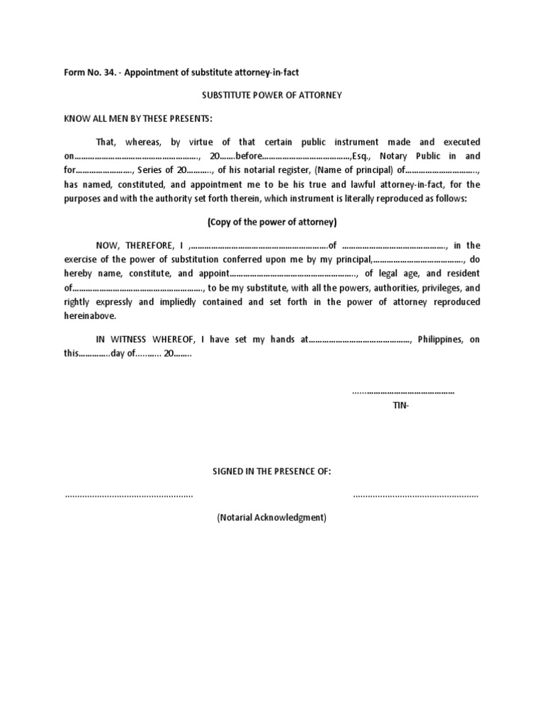 Appointment of Substitute Attorney-In-fact | PDF