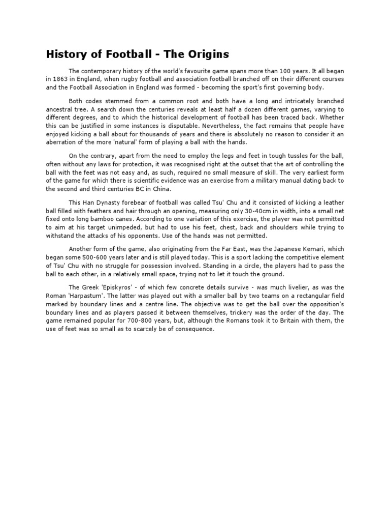 History of Football | PDF | Association Football | Sports Rules And ...