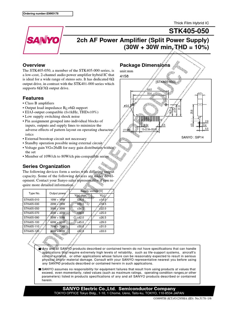 STK 050 | PDF | Electrical Resistance And Conductance | Amplifier