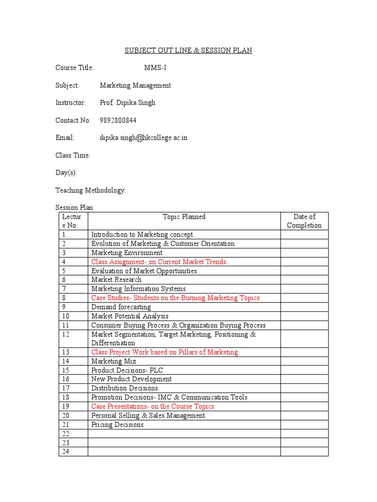 Session Plan - MM | PDF | Business