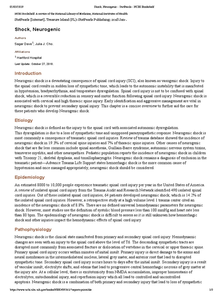 Anestesi - Neurogenic Shock | PDF | Spinal Cord Injury | Shock ...
