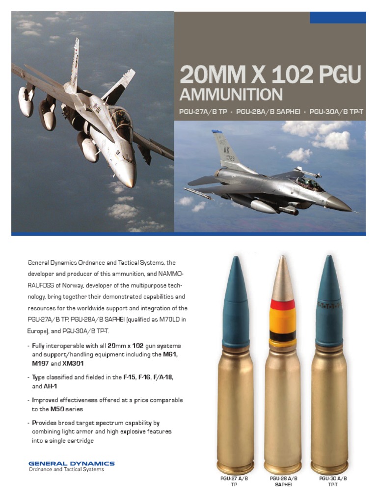 20mm X 102 PGU USAF | PDF | Ammunition | Artillery