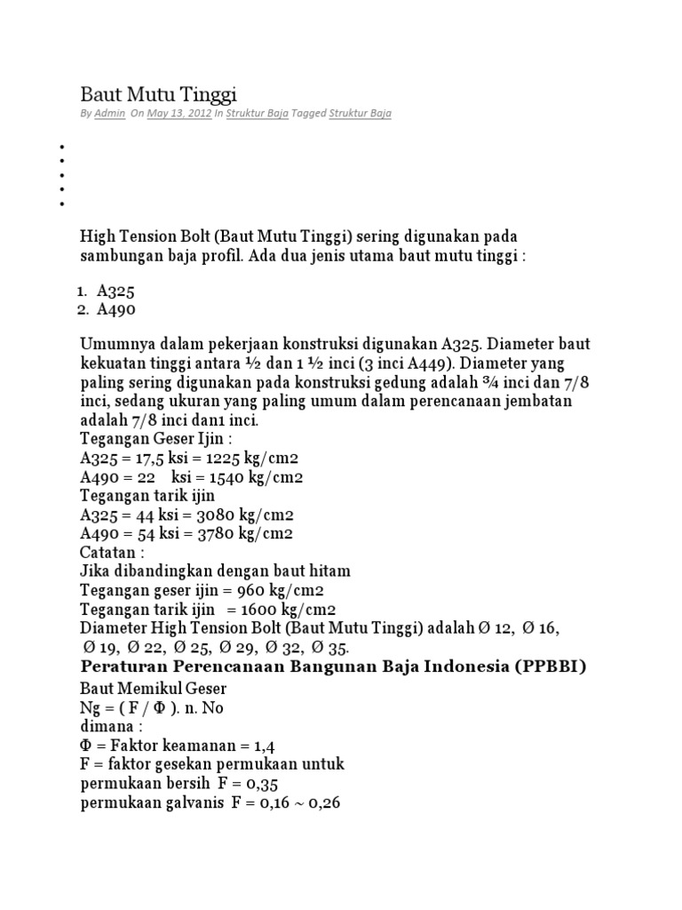 Baut Mutu Tinggi | PDF