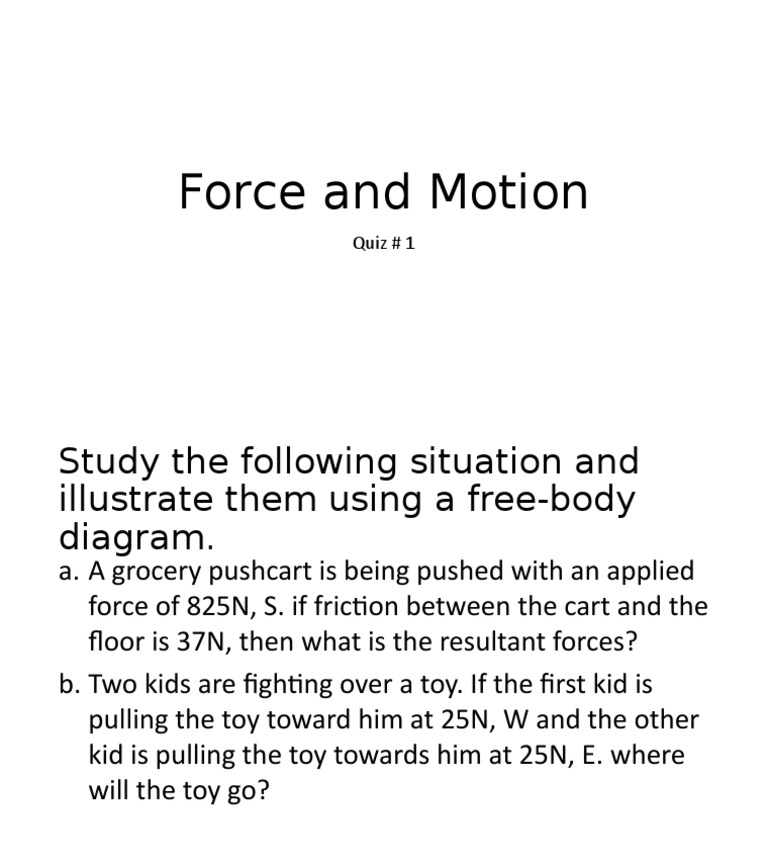 Force and Motion: Quiz # 1 | PDF