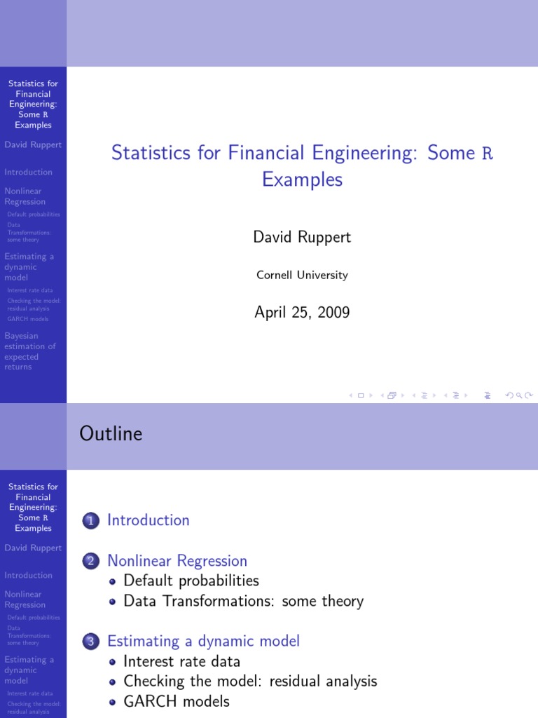 Statistics For Financial Engineering: Some R Examples: David Ruppert ...