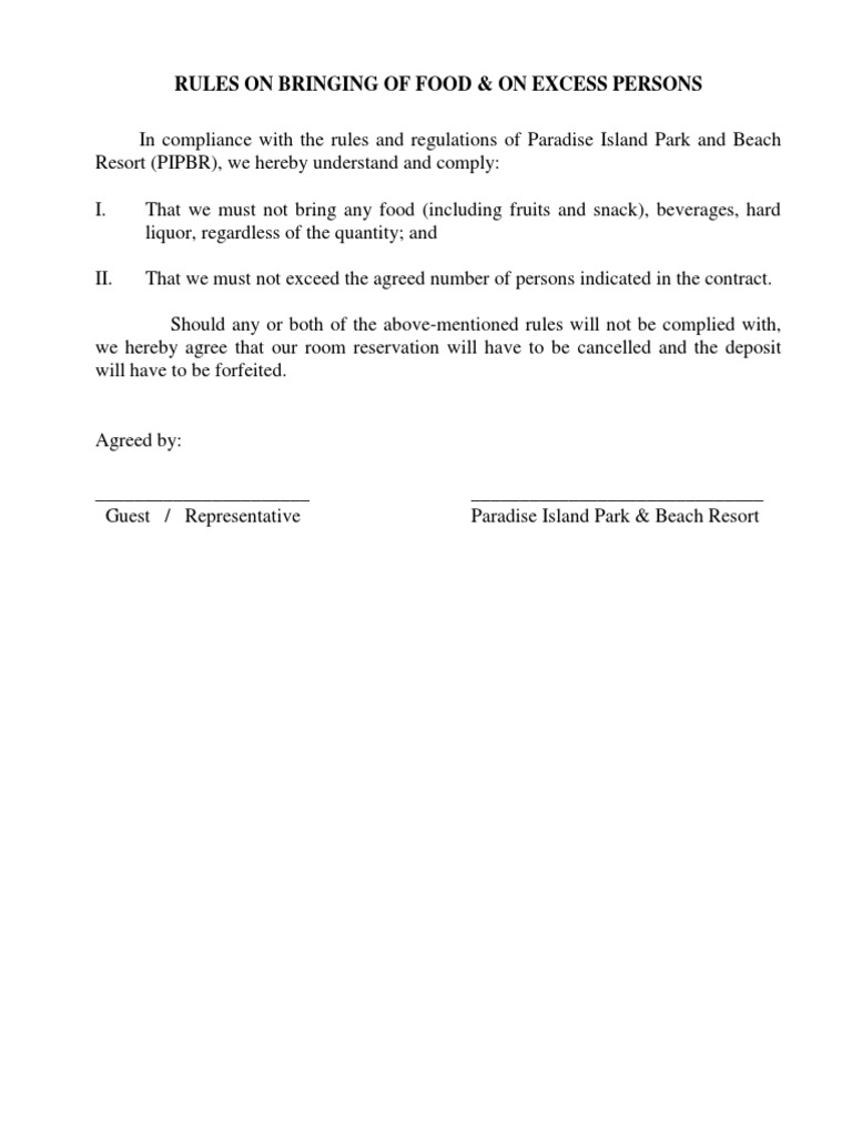 Rules and Regulations for Guest Safety, Security, and Environmental ...