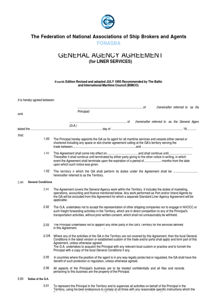 General Agency Agreement | PDF | Indemnity | Arbitration