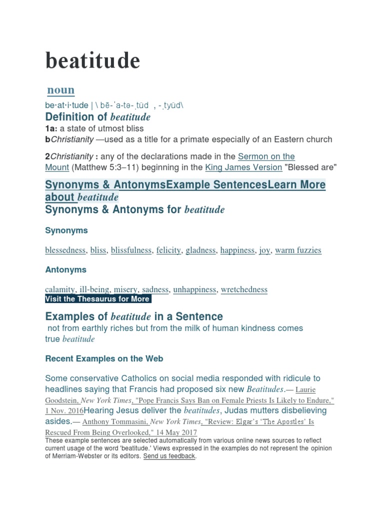 Definition of Beatitude | PDF