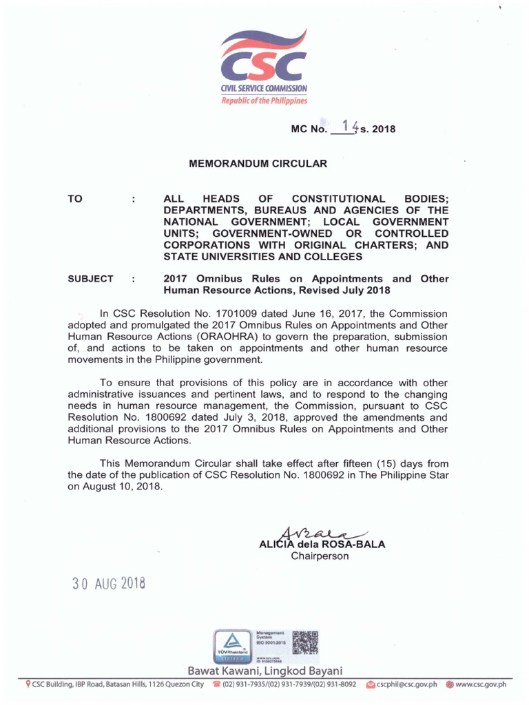 OCR - MC No. 14, S. 2018 | PDF | Civil Service | Elementary And ...