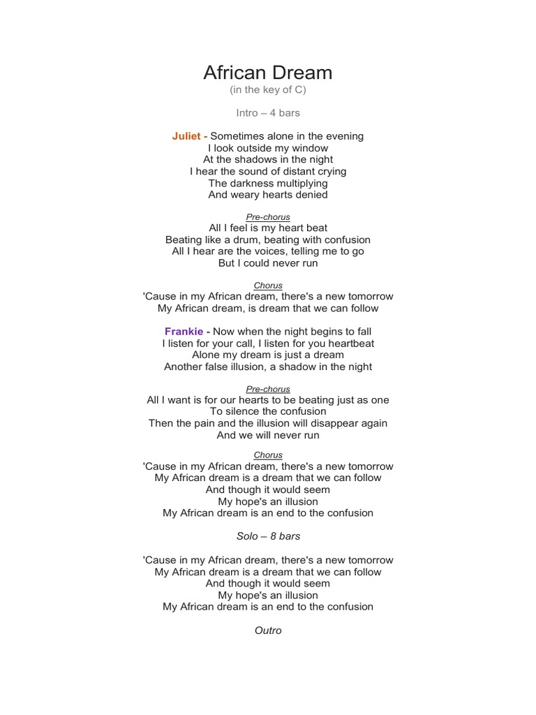 African Dream Lyrics | PDF