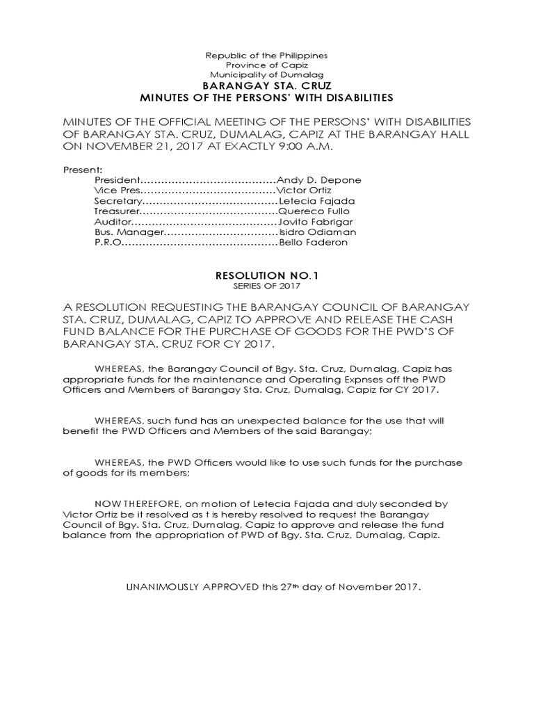 PWD Resolution 2017 | PDF