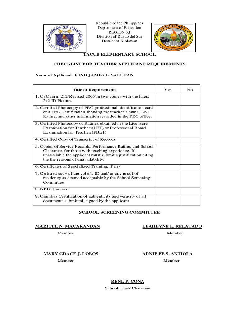 Applicant School Committee