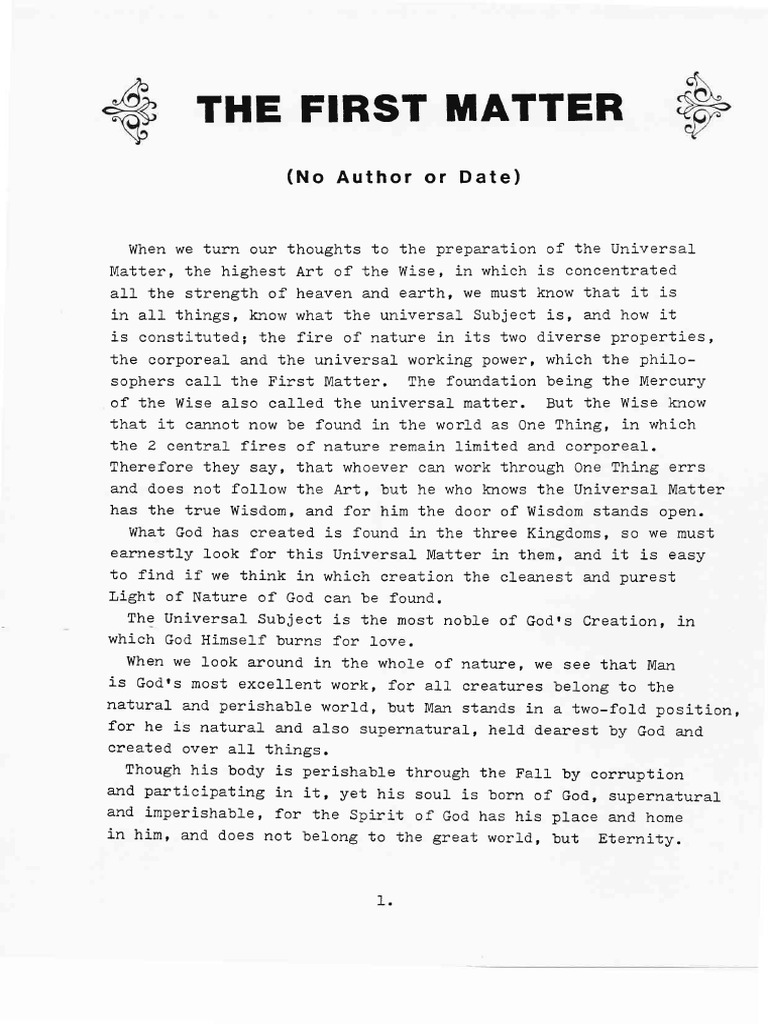 The First Matter: (N o Author or Date) | PDF | Chemical Elements ...