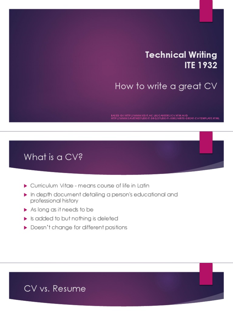 Presentation 7 - How To Write A Great CV | PDF | Résumé | Learning