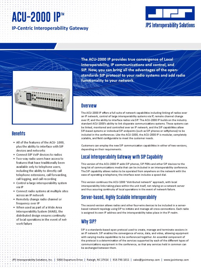 ACU-2000 IP: IP-Centric Interoperability Gateway | PDF | Session ...