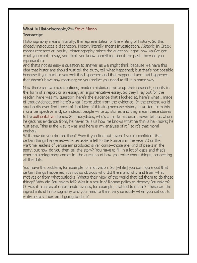 What Is Historiography | PDF | Historiography | Epistemology