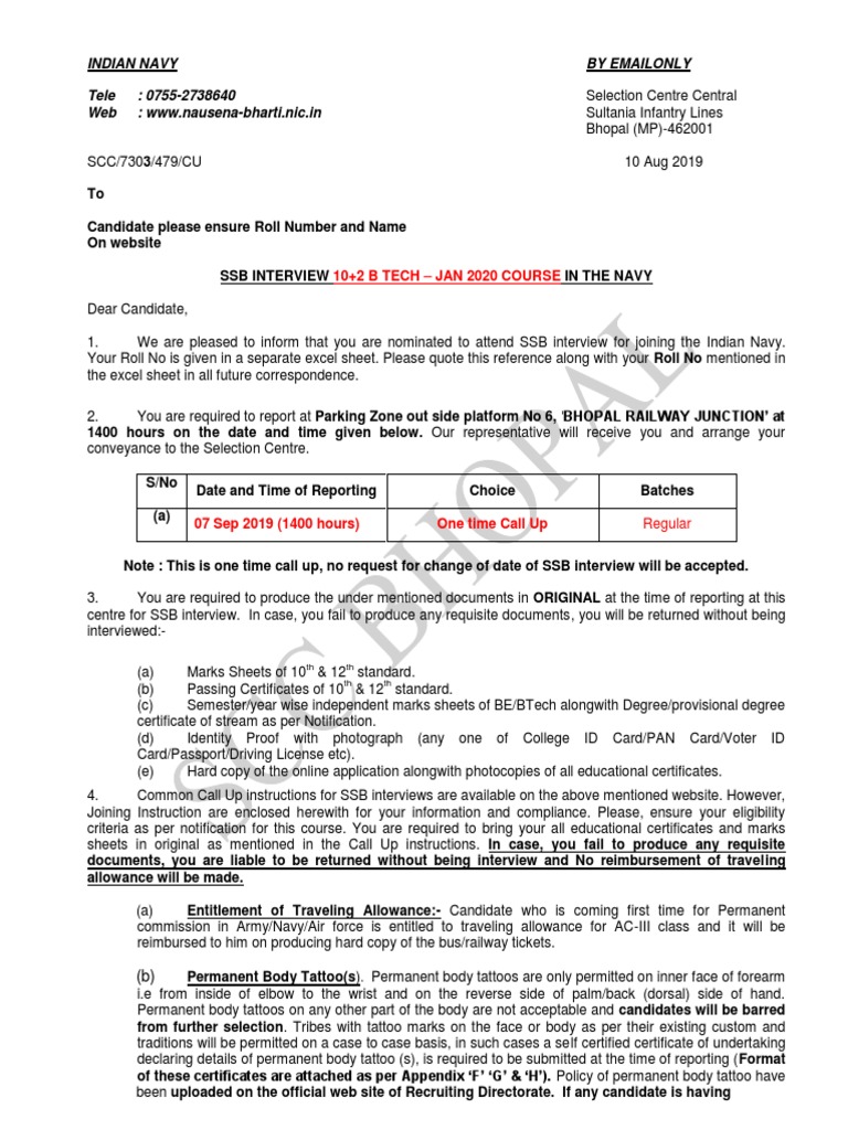 Call Letter | PDF | Identity Document