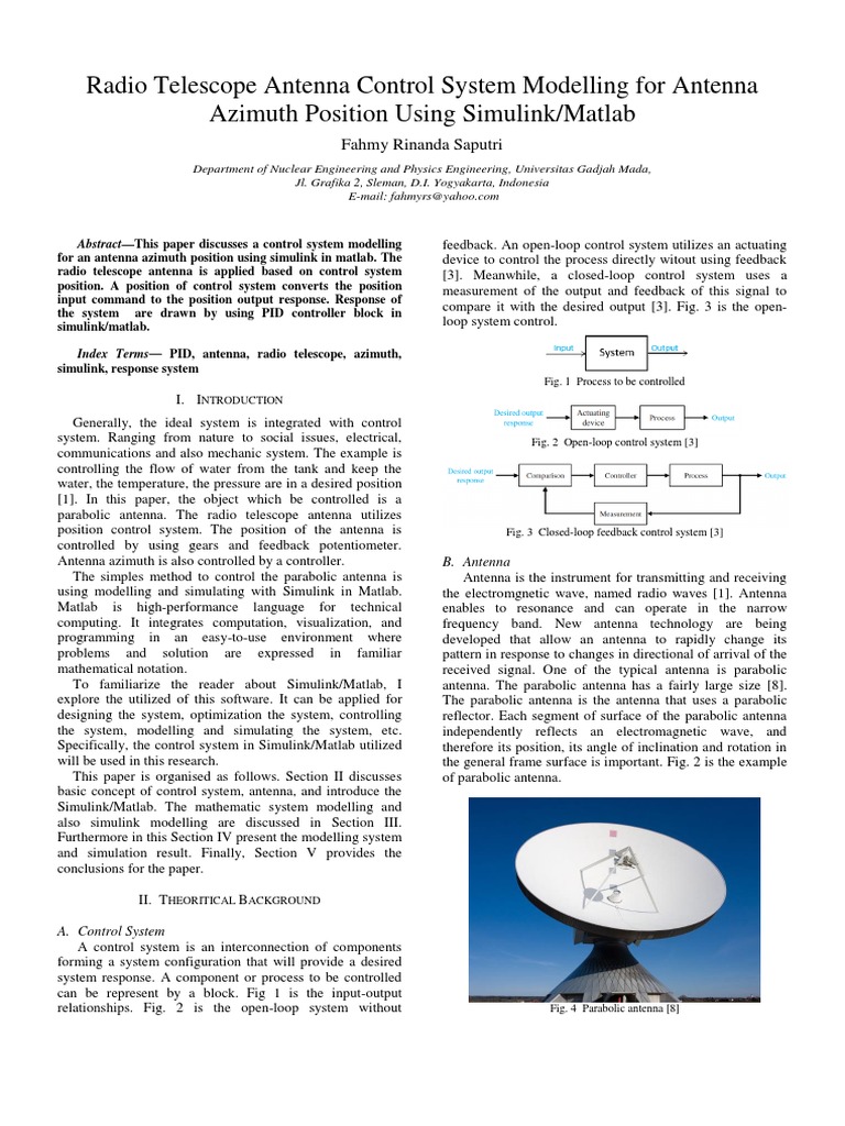 Radio Telescope Antenna Control System Modelling For Antenna Azimuth Position Using Simulink ...