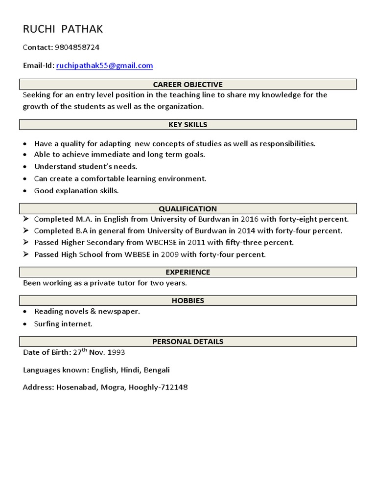 Ruchi Pathak: Career Objective | PDF