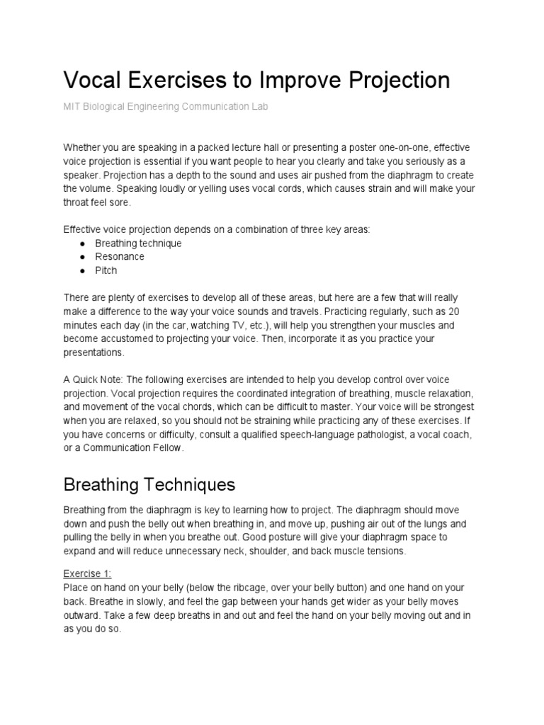 Vocal Exercises To Improve Projection | PDF | Human Voice | Languages
