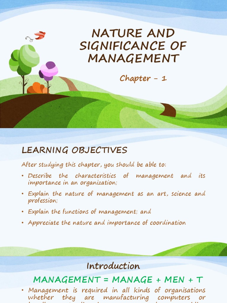 1. Nature & Significance of Management | Experiment | Science | Free 30 ...
