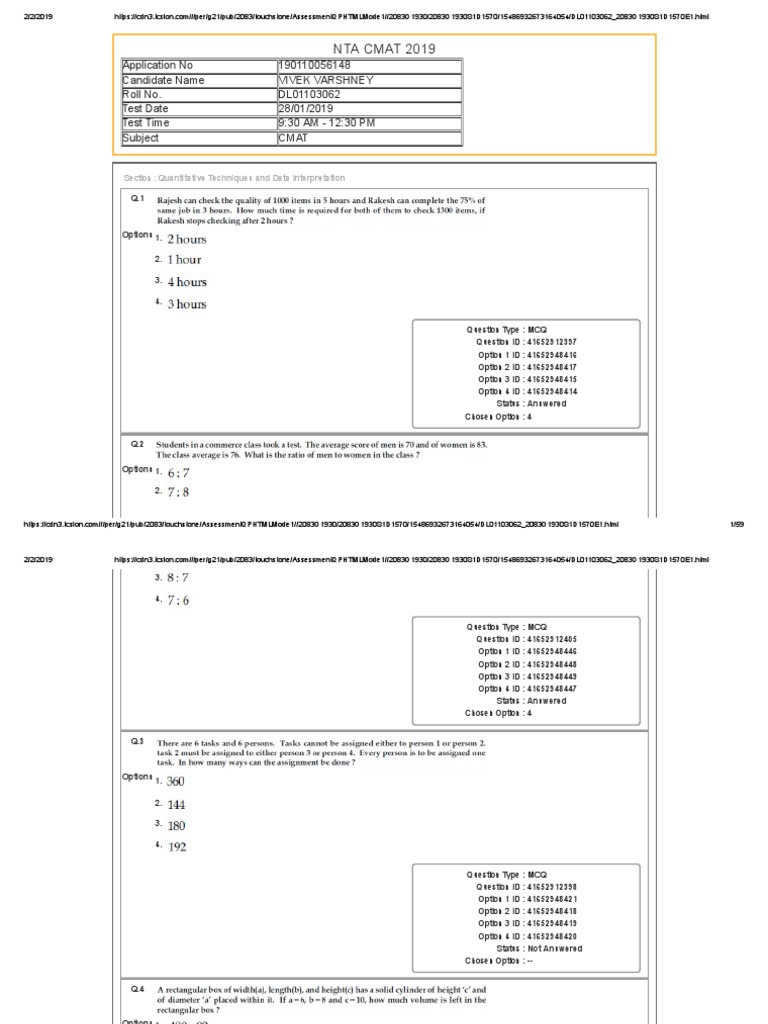 CMAT | PDF | Multiple Choice | Evaluation Methods