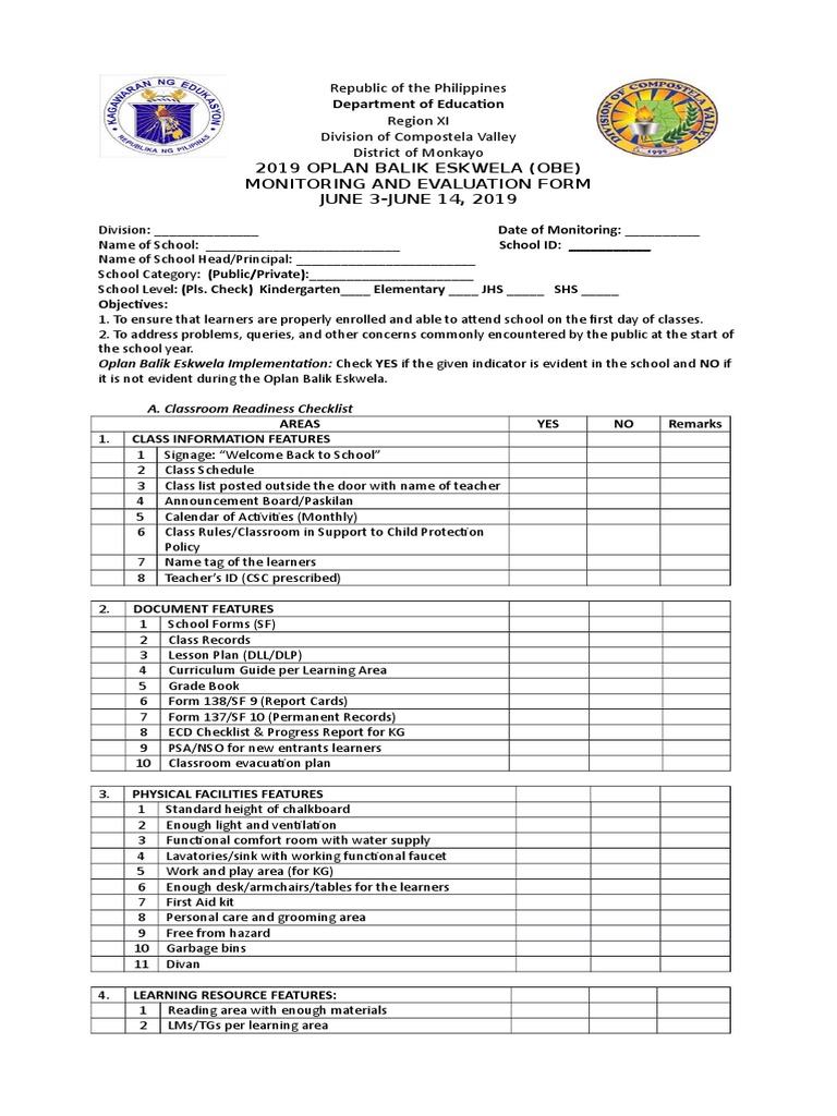 Obe Monitoring | PDF | Classroom | Teachers