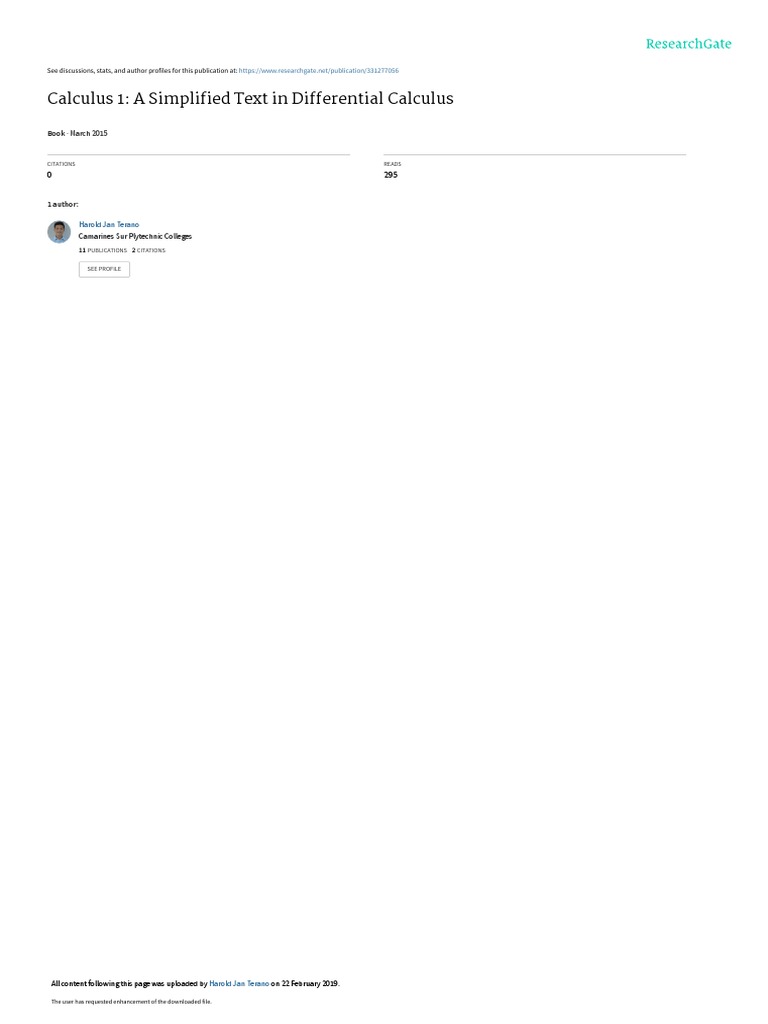 Calculus 1 A Simplified Text in Differential Calcu PDF | PDF ...