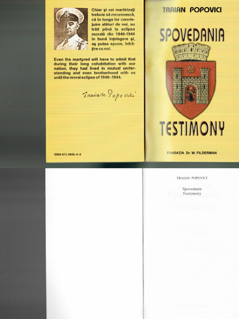 Traian Popovici - Spovedania - Testimony (Bilingual Book) | PDF
