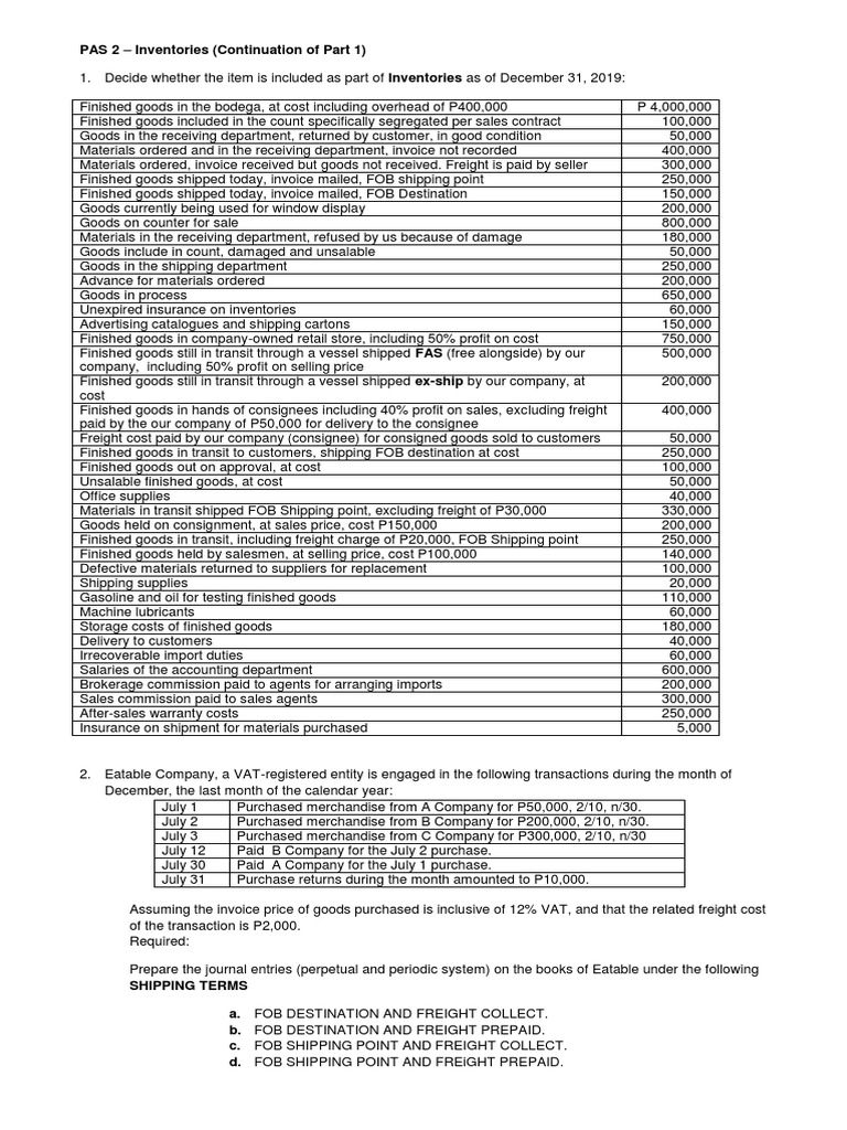 Pas 2 - Inventories (Continuation of Part 1) | PDF | Accounts Payable ...