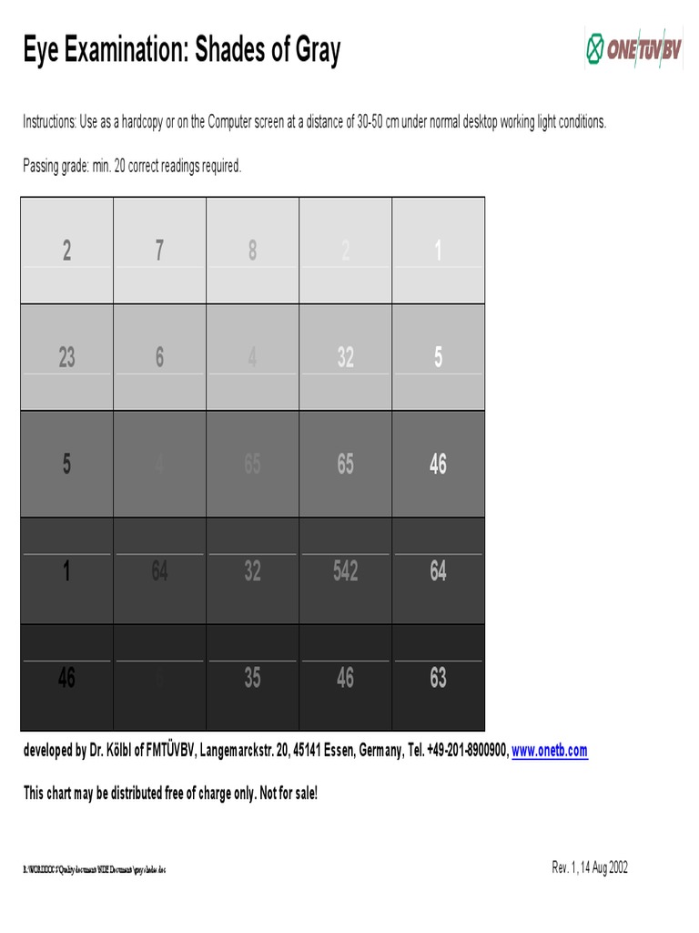 Dr. Kölbl's Grayscale Vision Test | PDF