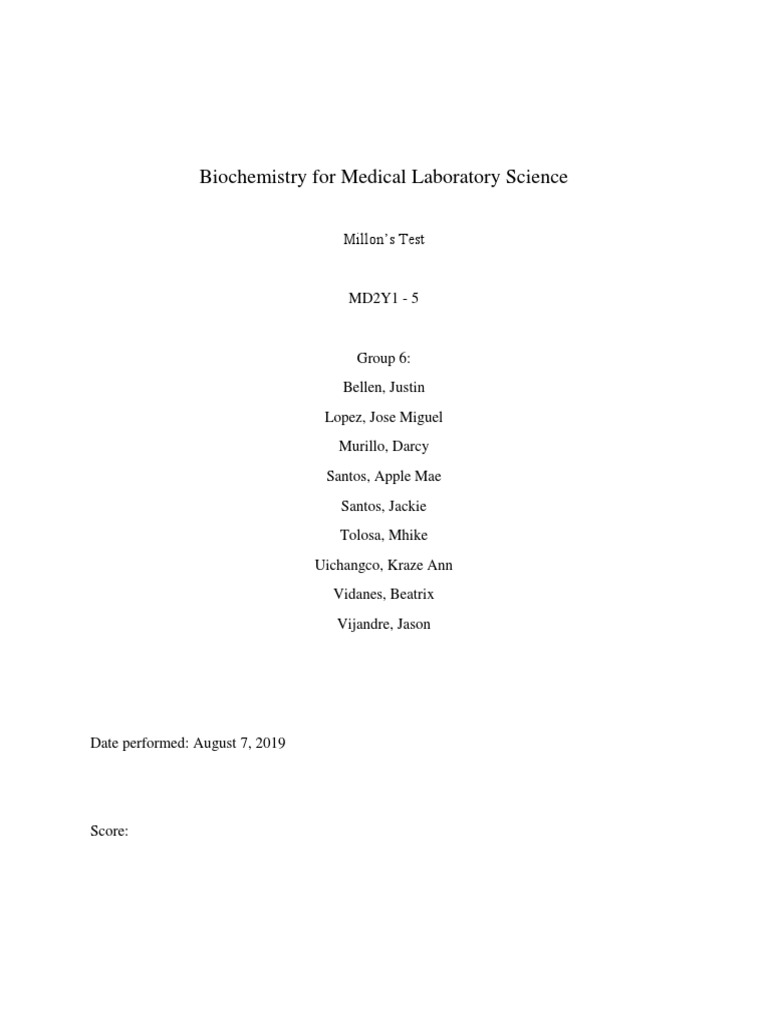 Millon's Test | PDF | Tyrosine | Chemical Compounds