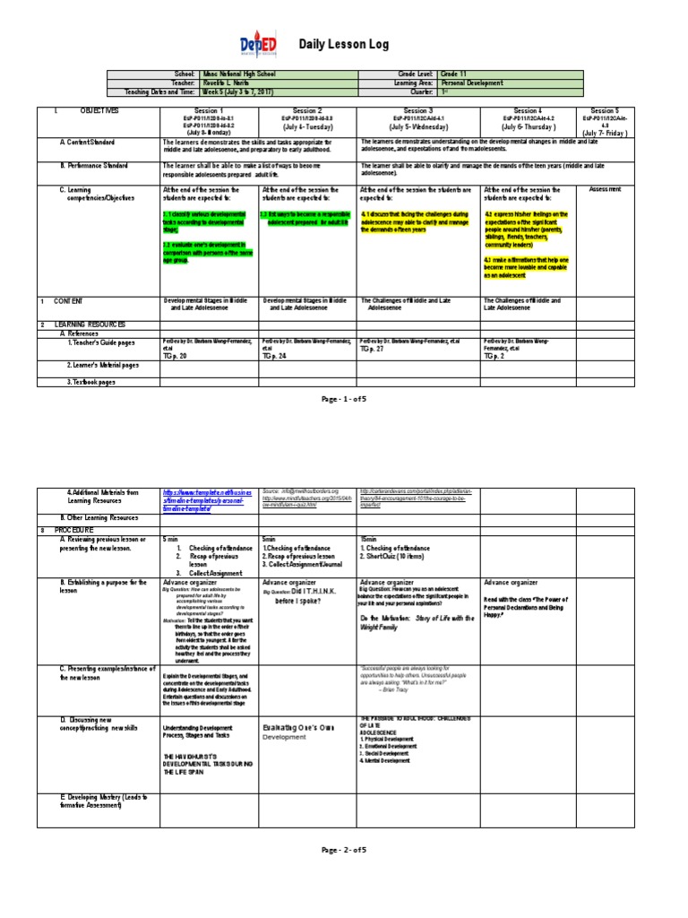 DLL PerDev Week 13 | PDF | Adolescence | Mindfulness