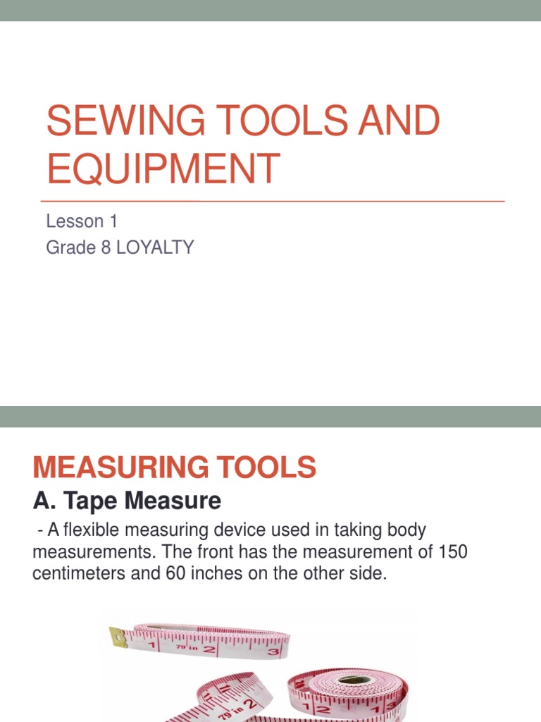 Sewing Tools and Equipment: Lesson 1 Grade 8 LOYALTY | PDF | Sewing ...