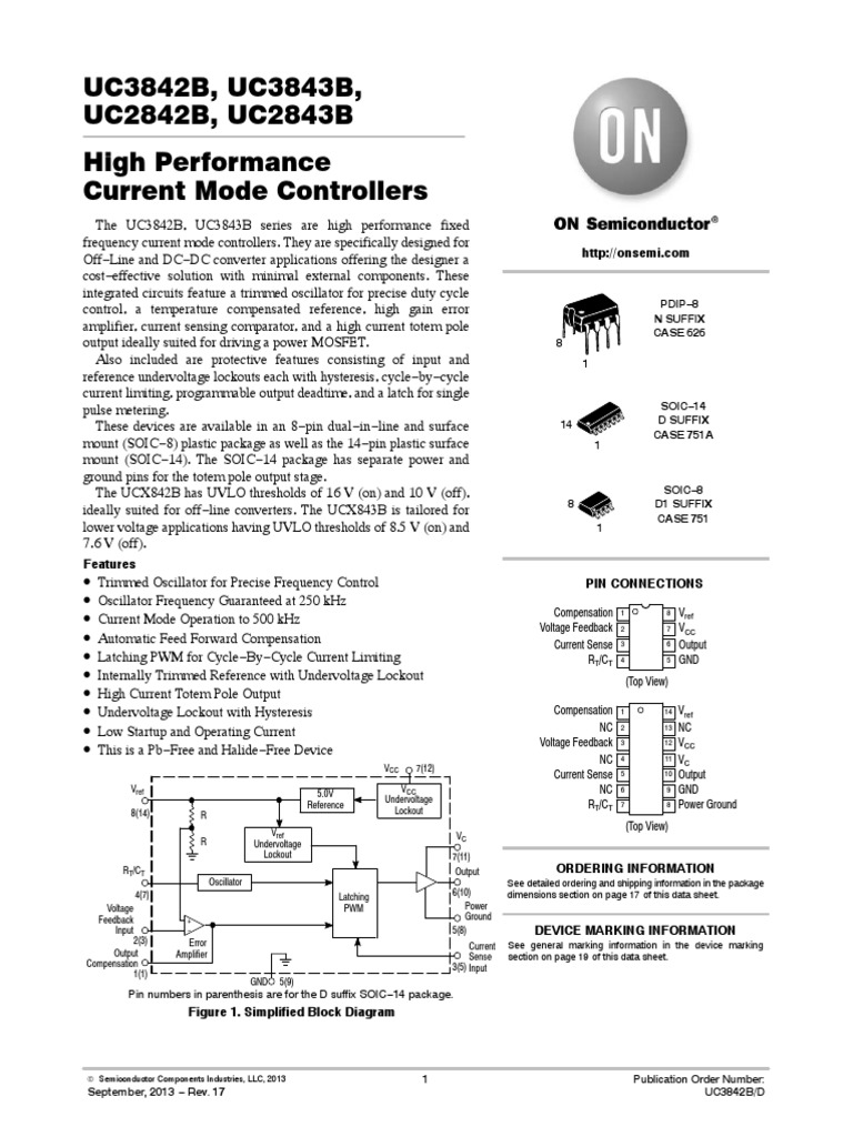 UC3842B, UC3843B, UC2842B, UC2843B High Performance Current Mode Controllers | PDF | Amplifier ...