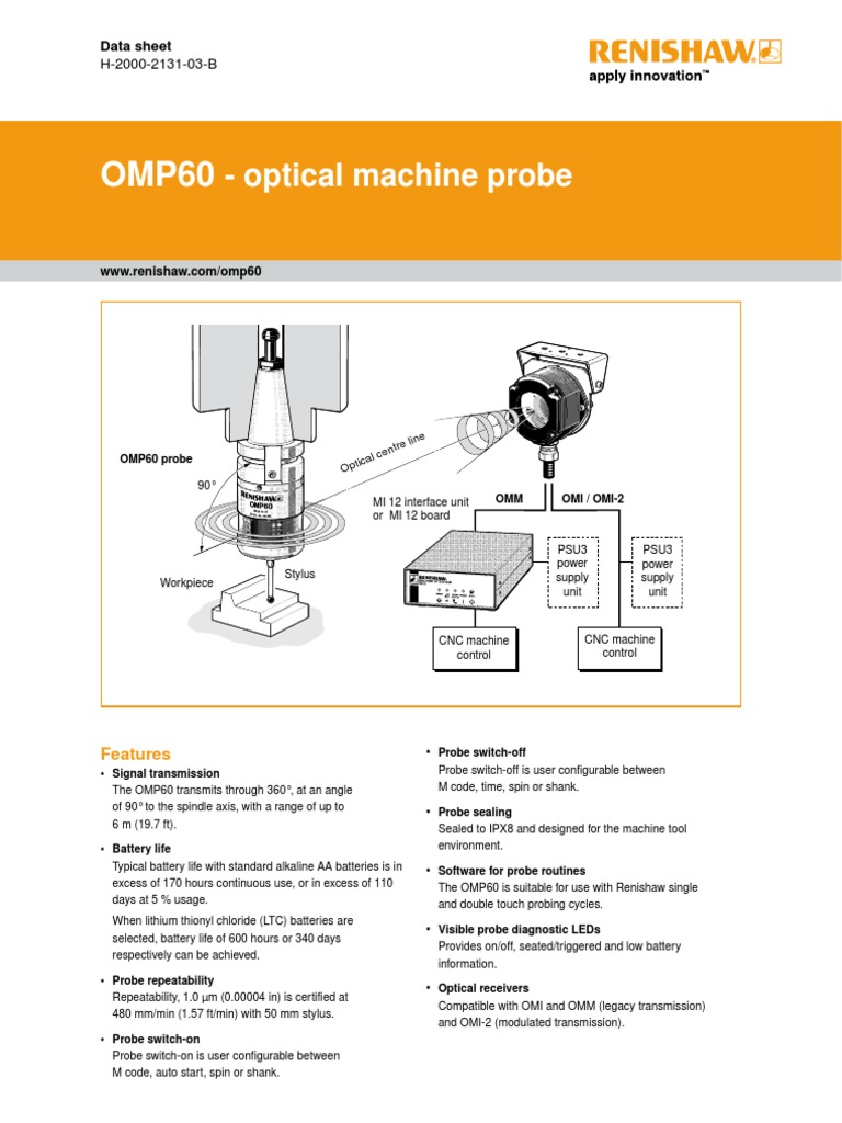 Optical Machine Probe: Data Sheet | PDF | Optics | Switch