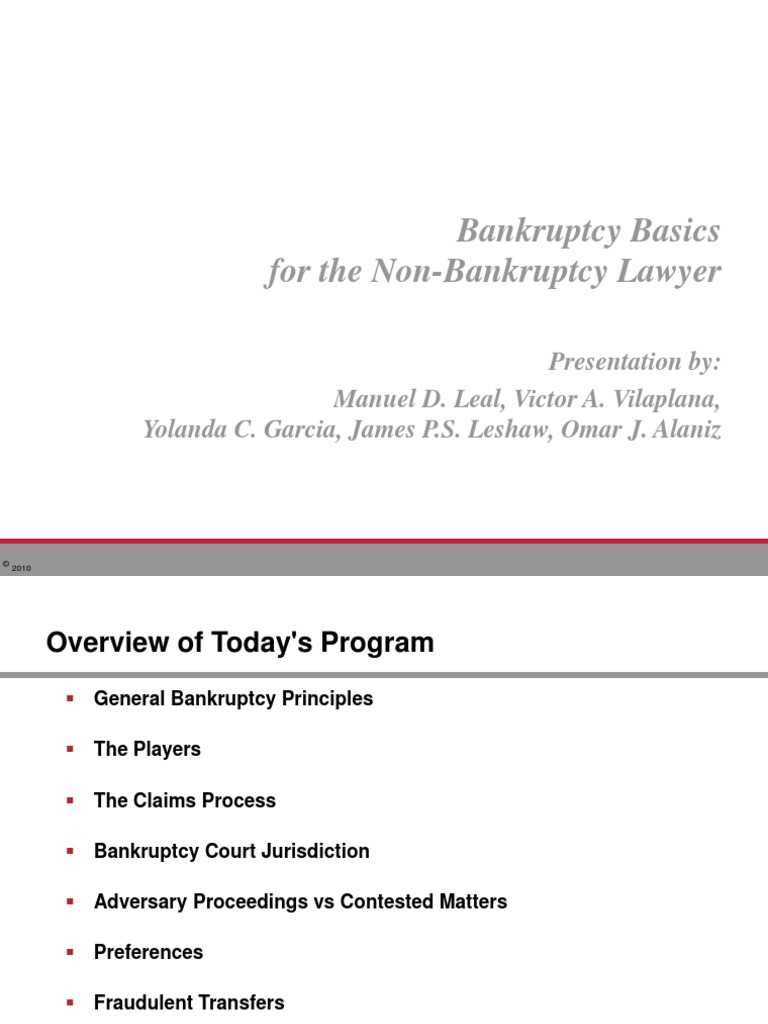 Bankruptcy Basics Presentation | PDF | Bankruptcy | Chapter 11