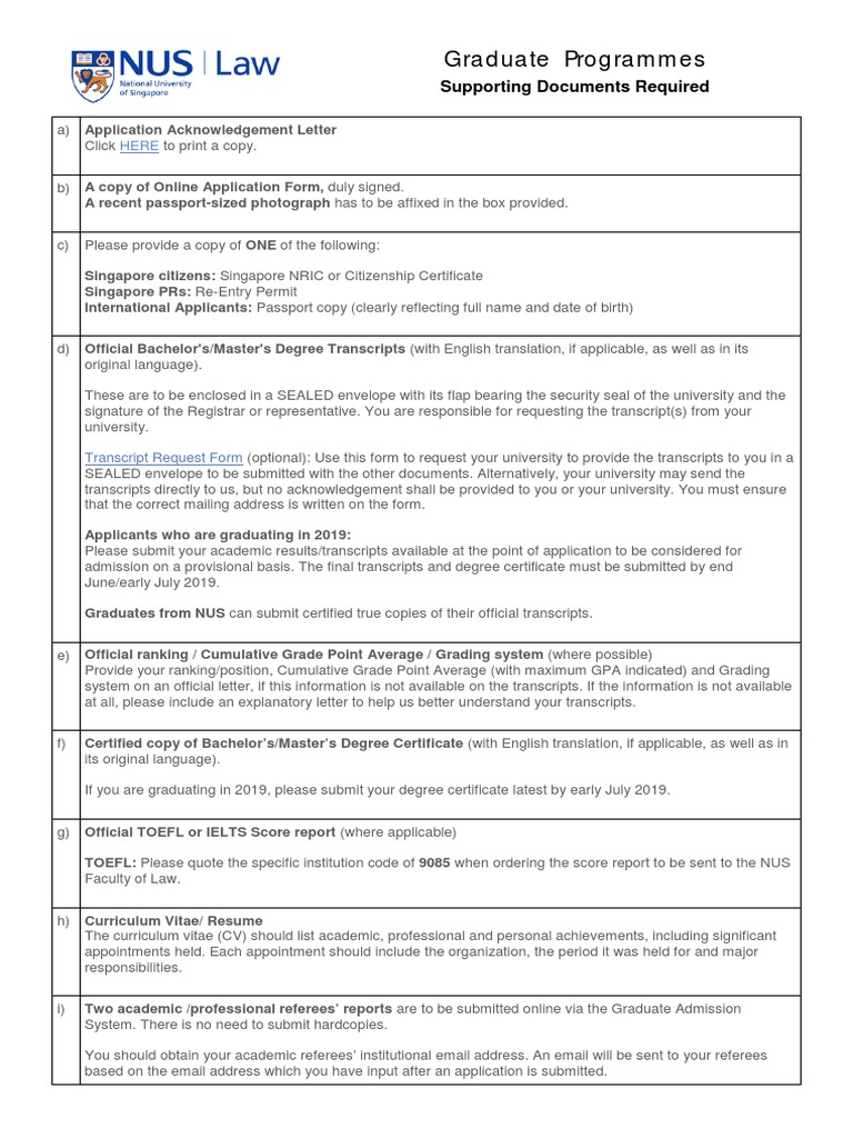 Graduate Programmes: Supporting Documents Required | PDF | Graduate ...