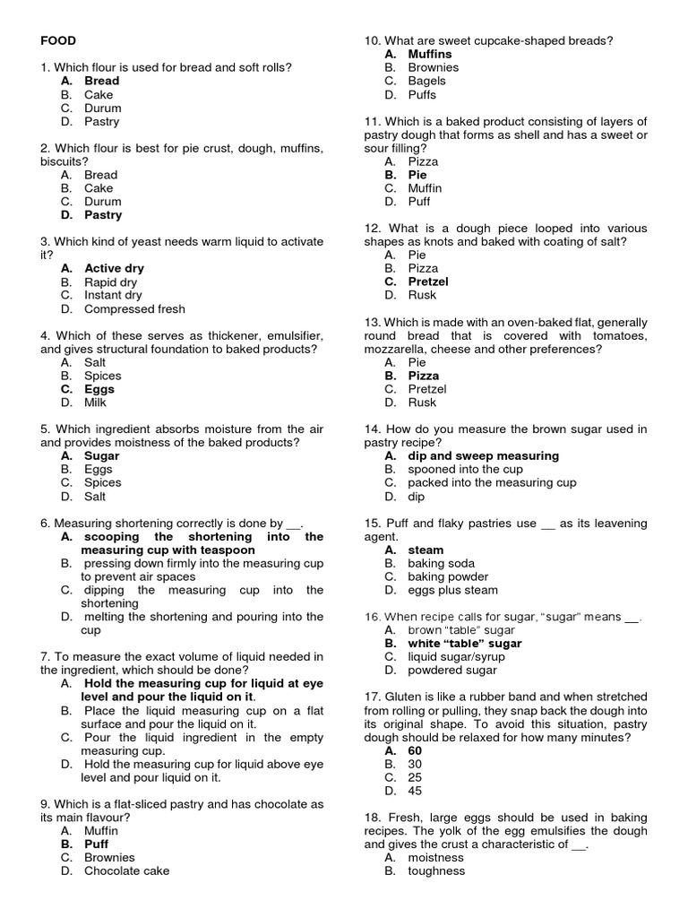 Baking and Kitchen Essentials Quiz | PDF | Breads | Baking