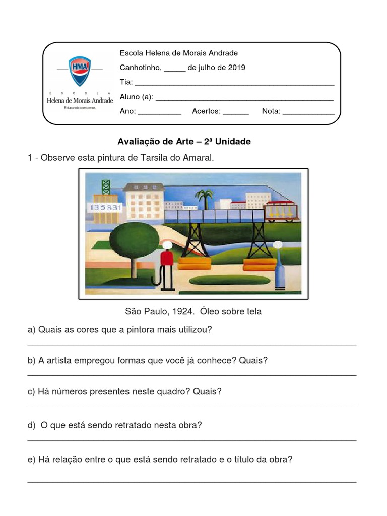 Avaliação de Arte 2019 | PDF | Artes Plásticas | Pinturas
