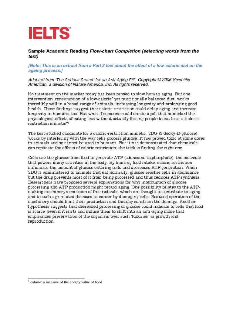 Academic Reading Sample Task Flowchart Completion Selecting Words From ...