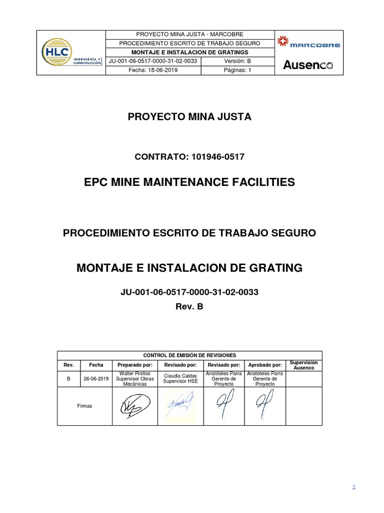 PETS Montaje e Instalacion de Grating | PDF | Tornillo | Grúa (máquina)