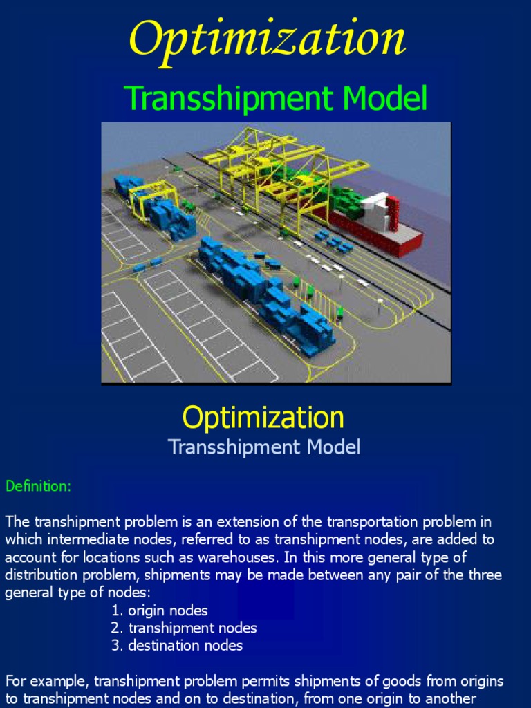 Transshipment Model Optimization Guide | PDF | Supply Chain Management | Transport