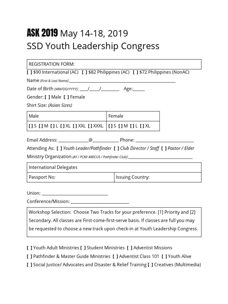 ASK 2019 Registration Form | PDF