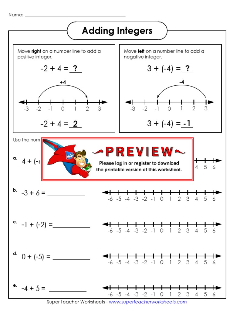Adding Integers Adding Integers: Answer Key | PDF | Elementary ...