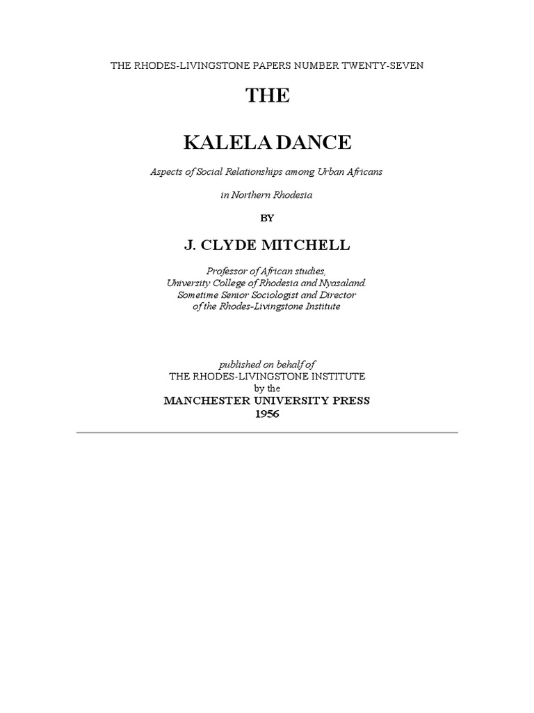 Mitchell 1956, Kalela Dance | PDF | Dances | Clothing