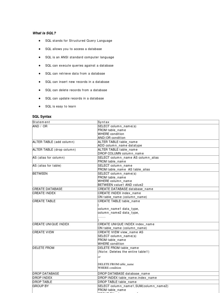 What Is SQL? | Download Free PDF | Database Index | Sql