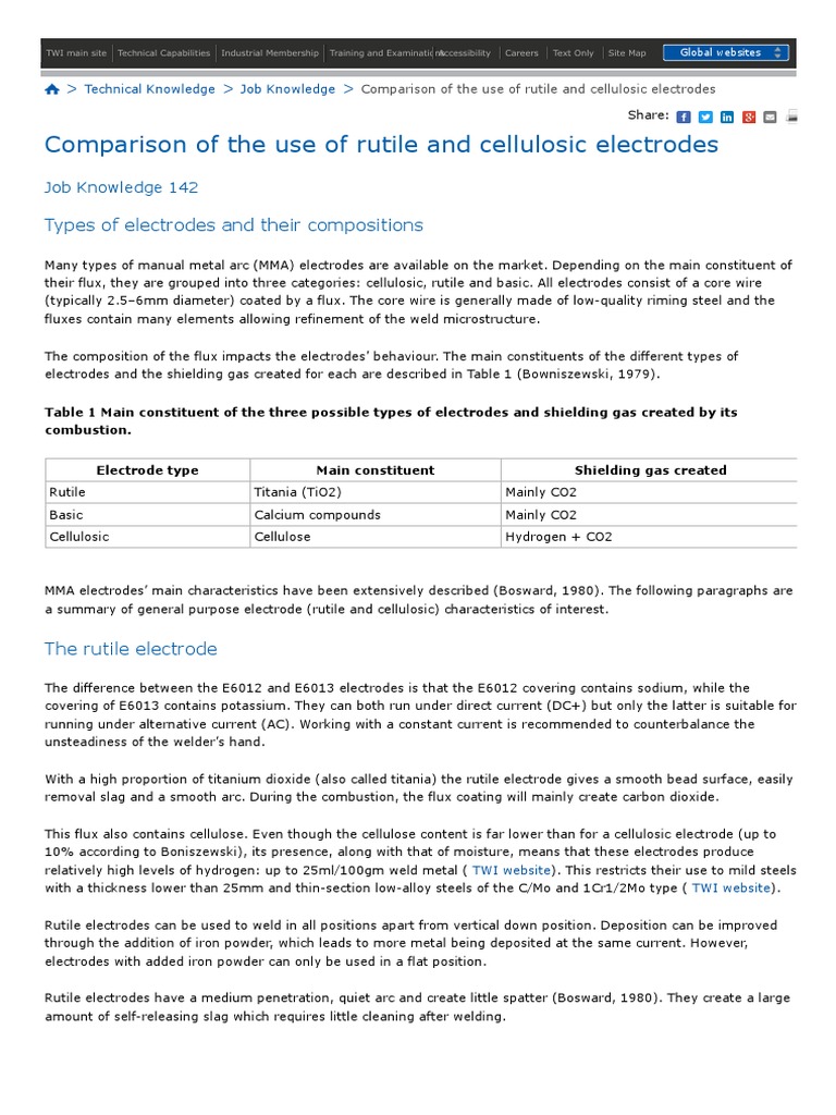 Rutile vs. Cellulosic Electrode Comparison | PDF | Welding | Construction