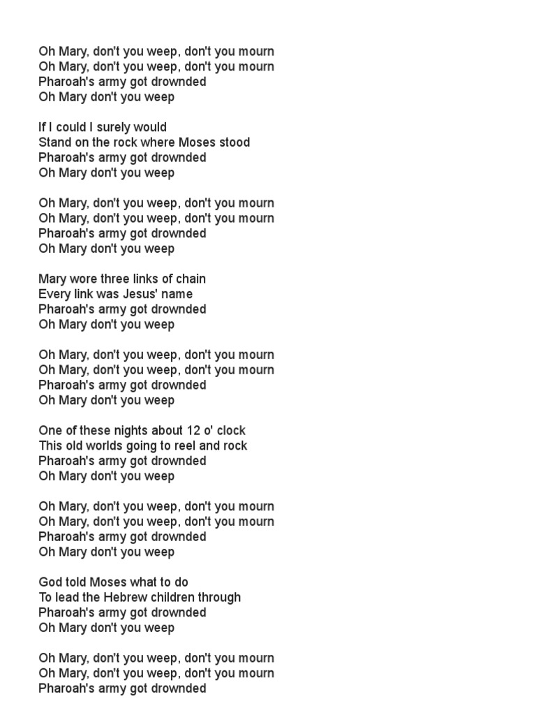 Oh Mary Don't You Weep | PDF
