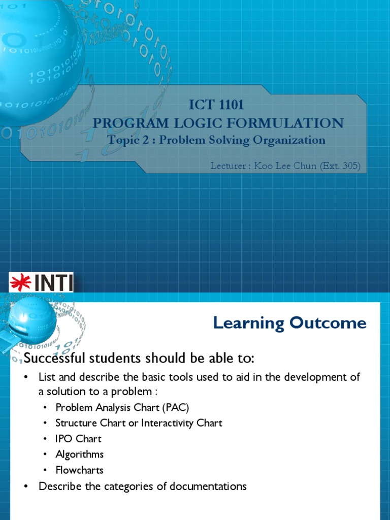 ICT 1101 PROGRAM LOGIC FORMULATION Topic PDF | PDF | Computer Data Storage | Algorithms